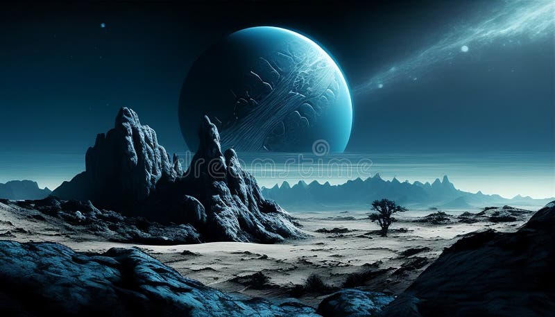 Lonely Planet in the Vastness of Space, Made with Generative AI Stock ...