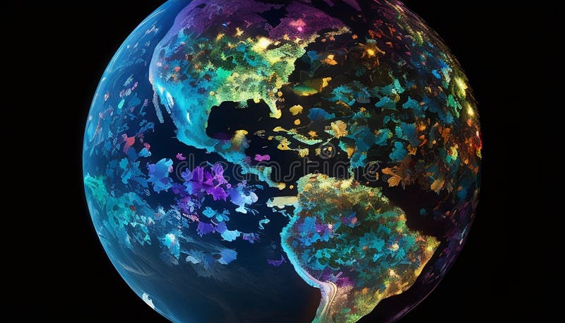 Earth S Pixelated Glow, Made with Generative AI Stock Illustration ...