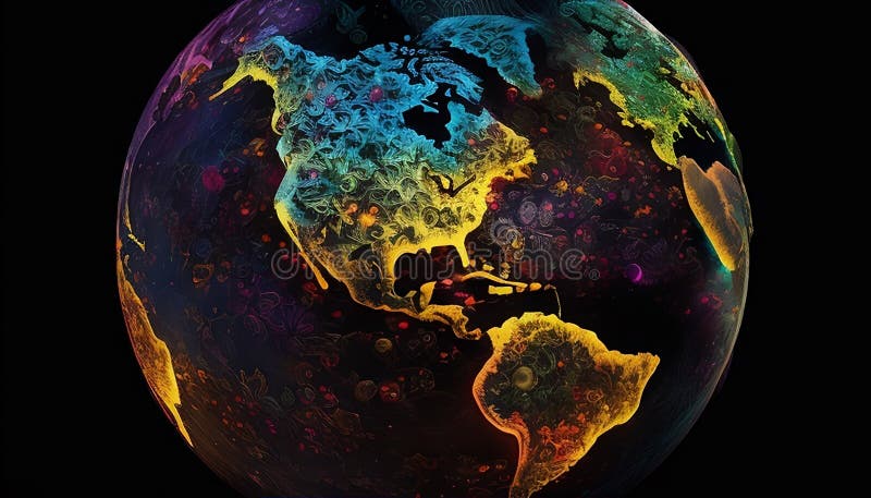 Earth S Pixelated Glow, Made with Generative AI Stock Illustration ...