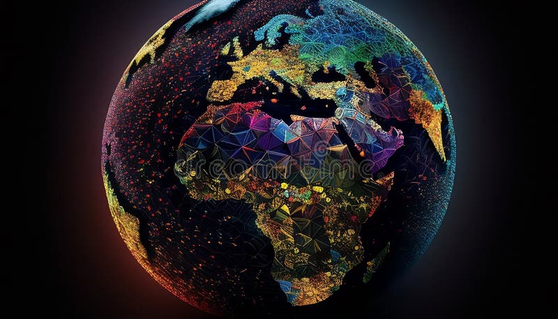 Earth S Pixelated Glow, Made with Generative AI Stock Illustration ...