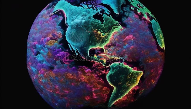 Earth S Pixelated Glow, Made with Generative AI Stock Illustration ...