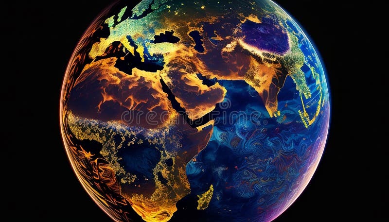 Earth S Pixelated Glow, Made with Generative AI Stock Illustration ...