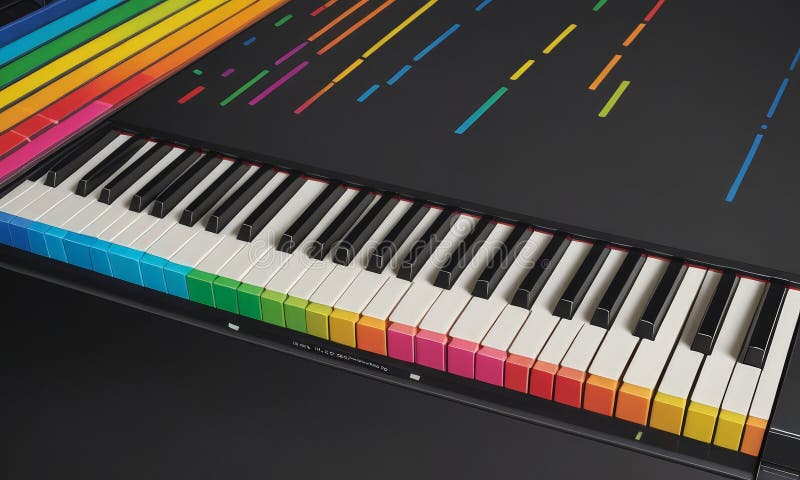 Piano with Rainbow Colored Keyboard Stock Illustration - Illustration ...