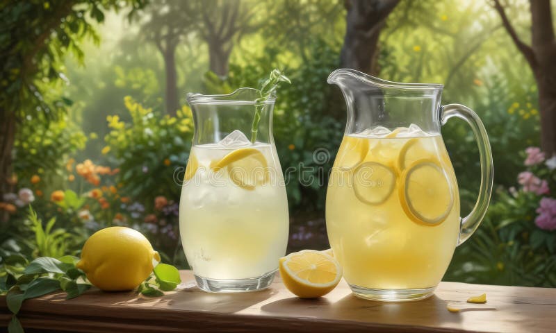 Pitcher lemonade next to stock illustration. Illustration of glass ...