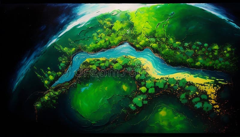 Emerald Planet: a View from Above, Made with Generative AI Stock ...