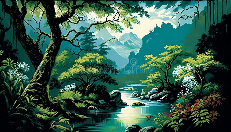 Harmony of Nature: a Pristine Earth, Made with Generative AI Stock ...