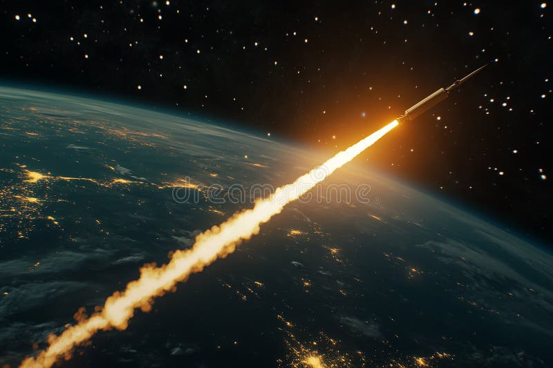 Space Launch: Rocket Transitioning from Atmosphere To Space Stock ...