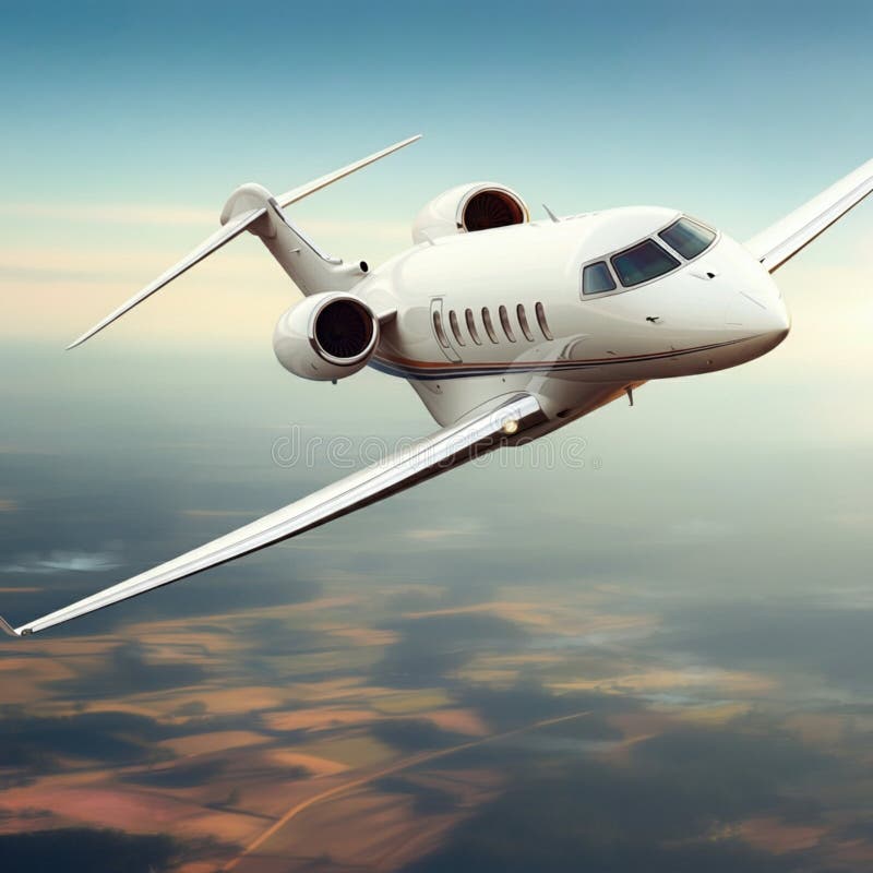 AI Generated Image of a Private Jet Soaring Above the Clouds from a Low ...