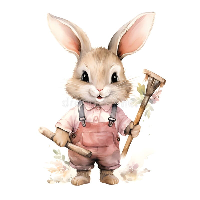Carpenter Cute Bunny Blue Cute Bunny Watercolor Stock Illustration ...