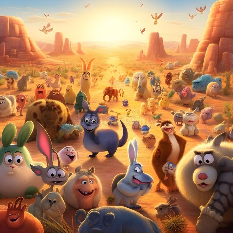 AI Generated Image of Cartoon Characters are Standing in a Desert ...