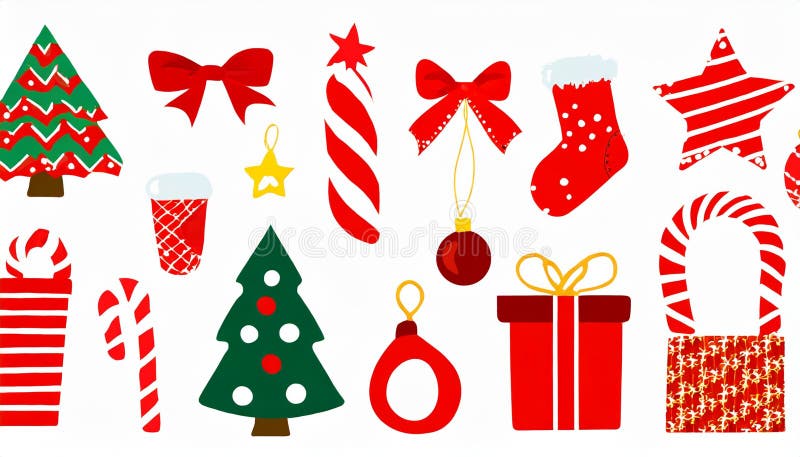 A set of Christmas objects stock illustration. Illustration of decor ...