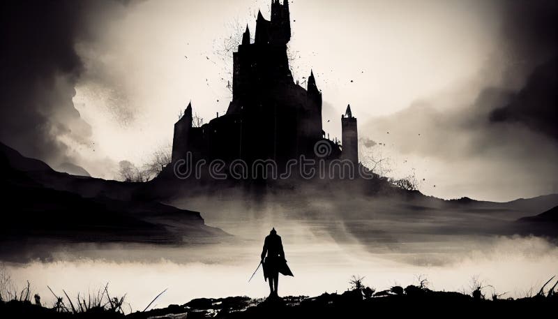 Silhouette of Castle in Mist, Made with Generative AI Stock ...