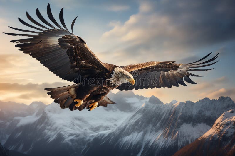 Celestial Eagle Soaring Above Mountain Peaks Beautiful Nature Wonder ...