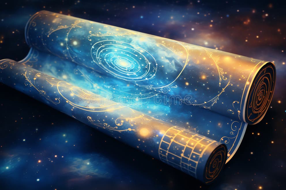 Celestial Scroll Fantasy Sky Night Gazing Stock Illustration ...