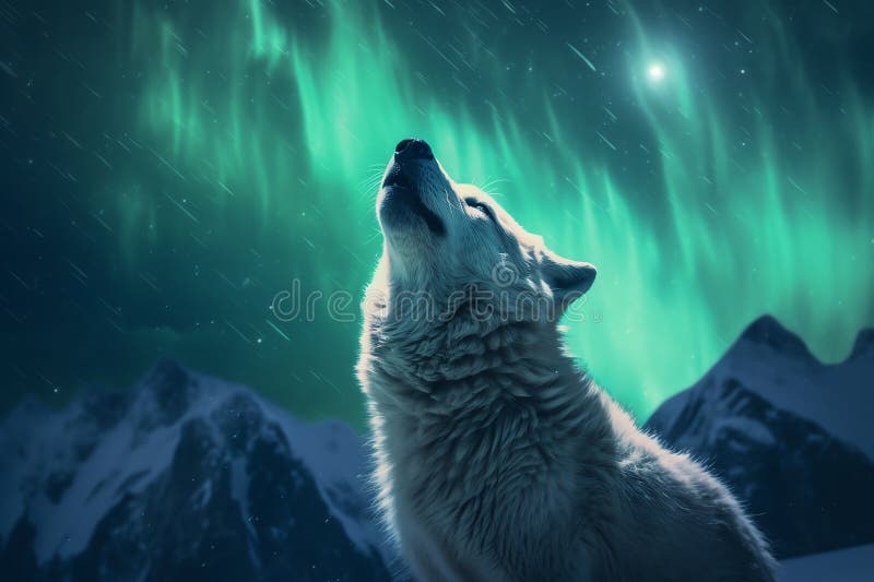 Celestial Wolf Howling Beneath the Northern Lights Beautiful Nature ...