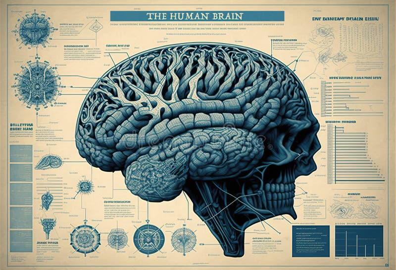 Chart Depicting the Human Brain, Generated AI Stock Illustration ...