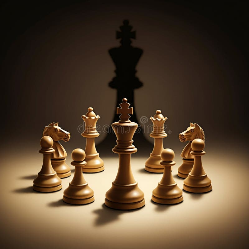 AI-Generated Image of Chess Pieces Casting a Dark King Shadow Stock ...