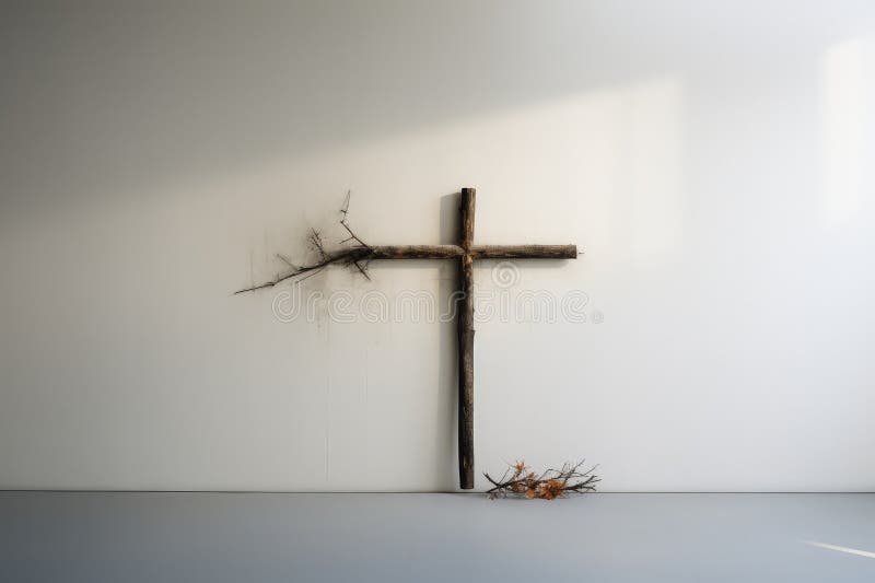 Christian Cross Installation on a White Background. Christian Concept ...