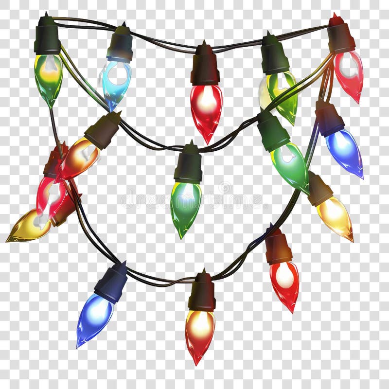 Christmas Lights Transparent Background Realistic Element Stock ...