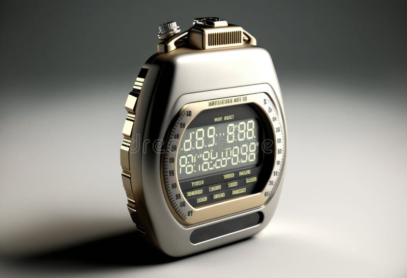Ai Generated Image of Chrome Digital Stop Watch Stock Illustration ...