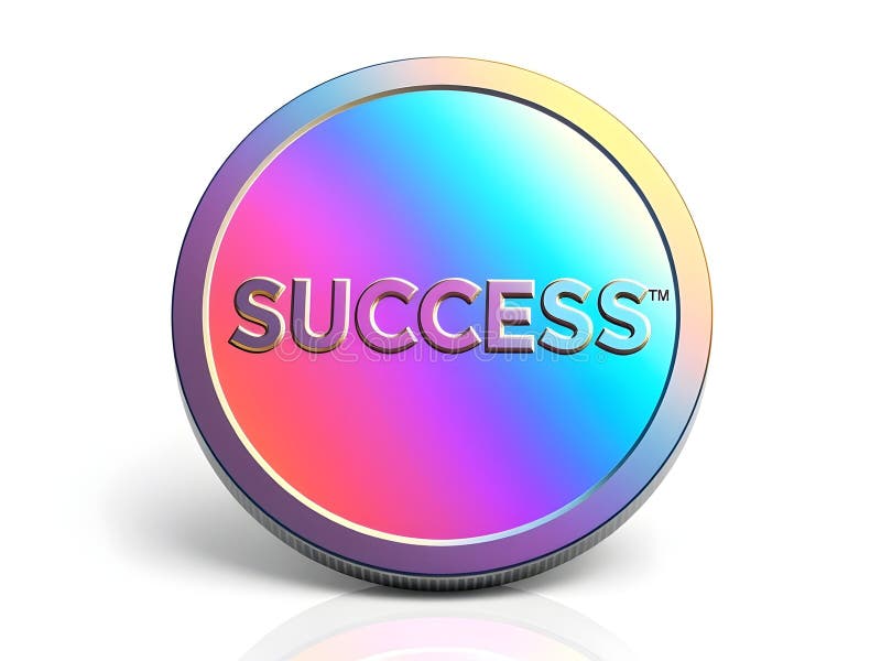 Colorful Badge with SUCCESS™ Text in Metallic Style and Golden Outline ...