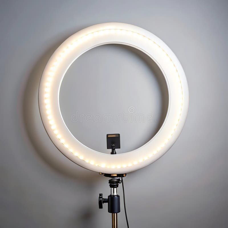 Front-Facing Ring Light on Metal Stand Stock Photo - Image of closeup ...