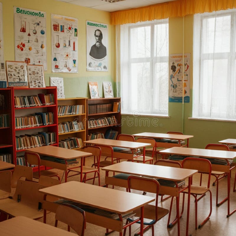 AI-Generated Image: Classroom with Chemical Posters and Bookshelves ...