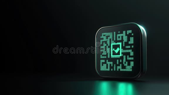 Close Up of a Qr Code with a Green Check Mark, Symbolizing Secure ...