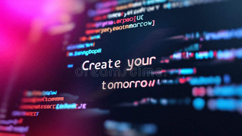 AI-Generated Image: Code Lines in Film Style with "Create Your Tomorrow ...