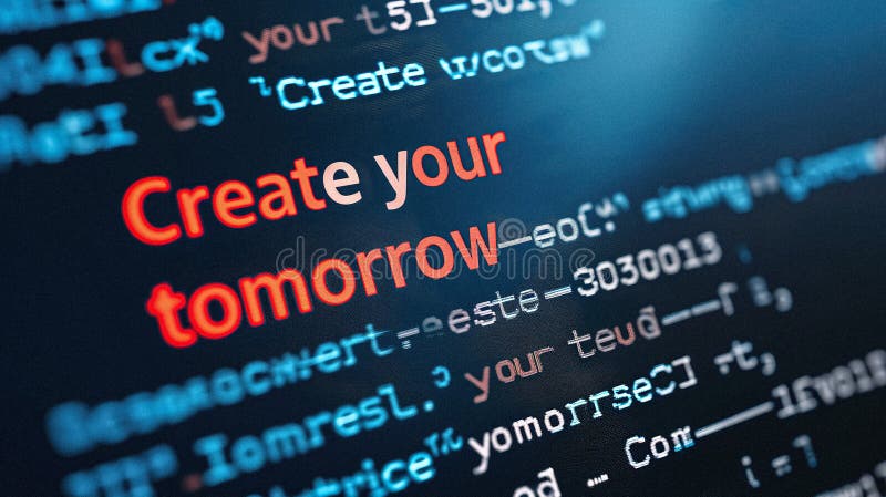 AI-Generated Image: Code Lines in Film Style with "Create Your Tomorrow ...