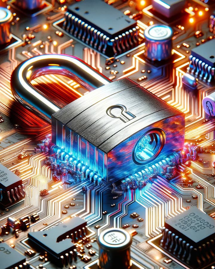 Computer Security Passwords Protected Codes Microchip Circuit Board Electronics Internet Safety ...