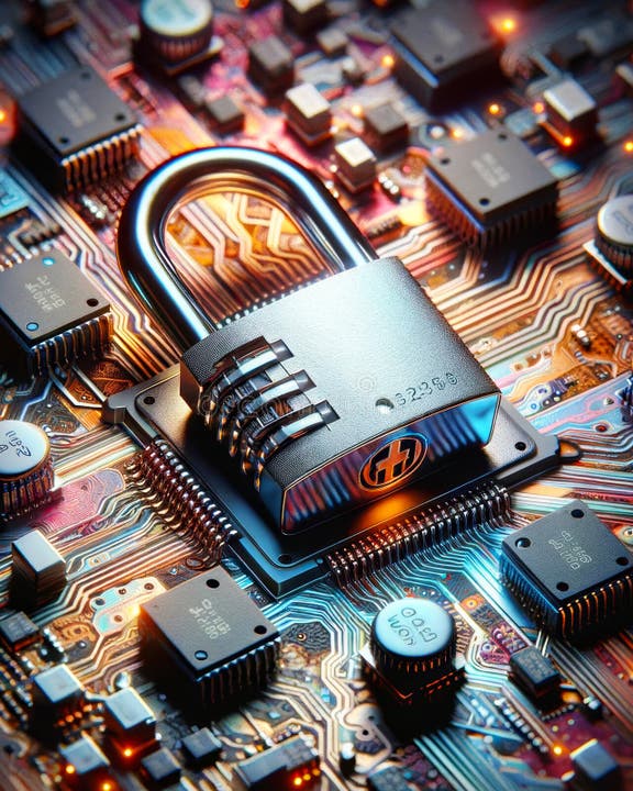 Computer Security Passwords Protected Codes Microchip Circuit Board ...