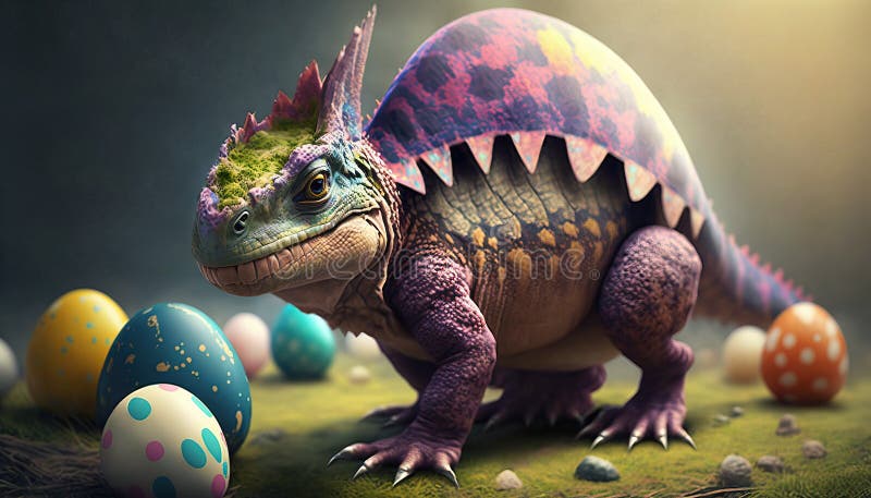 Easter Lizard with Eggs, Generative AI Stock Illustration ...