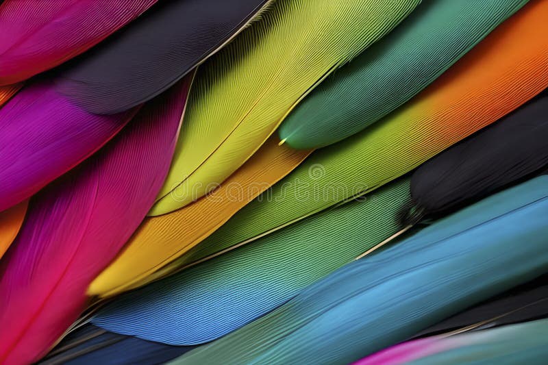 A Stack of Colourful Feathers Stock Illustration - Illustration of ...