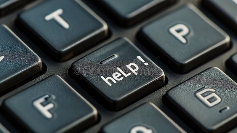 AI-Generated Image: Computer Keyboard with "Help!" Key Stock ...