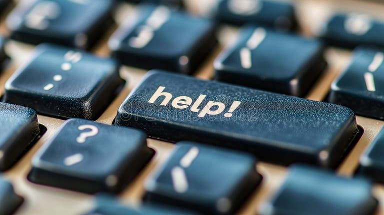 AI-Generated Image: Computer Keyboard with "Help!" Key Stock ...