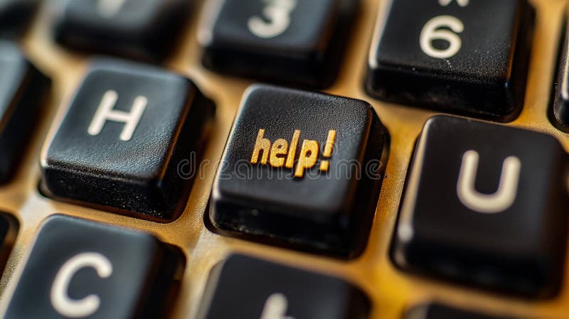 AI-Generated Image: Computer Keyboard with "Help!" Key Stock ...