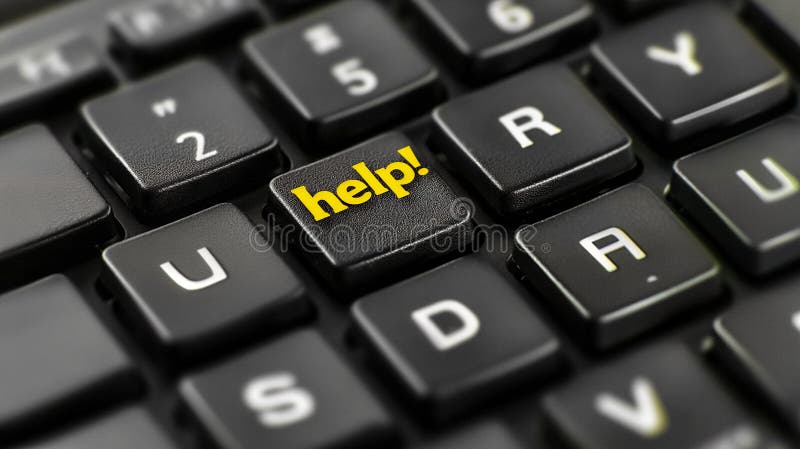 AI-Generated Image: Computer Keyboard with "Help!" Key Stock ...