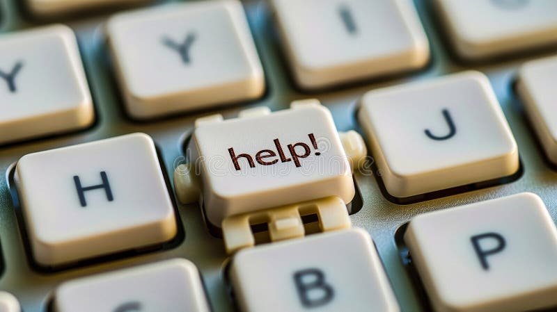 AI-Generated Image: Computer Keyboard with "Help!" Key Stock ...