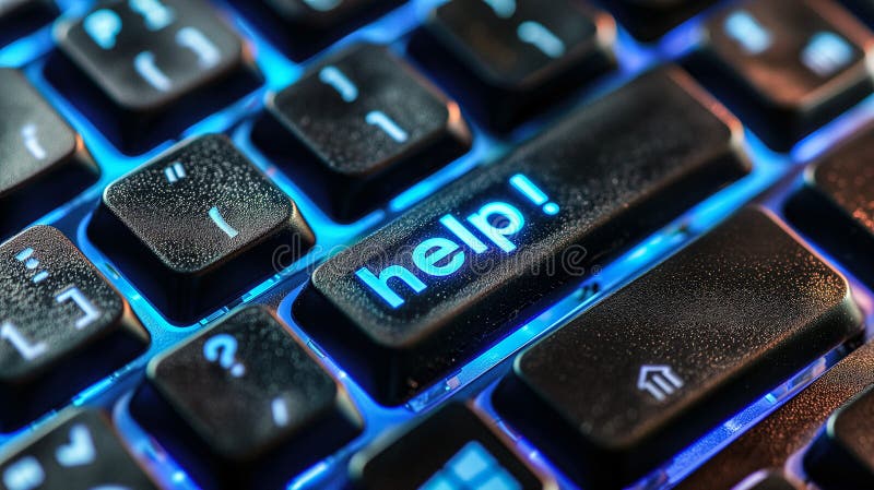 AI-Generated Image: Computer Keyboard with "Help!" Key Stock ...