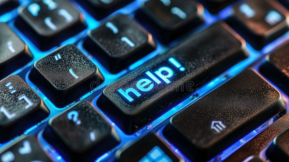 AI-Generated Image: Computer Keyboard with "Help!" Key Stock ...