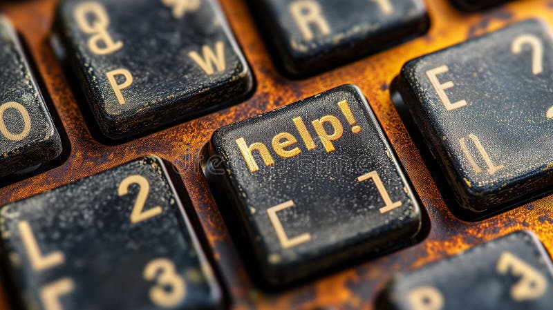 AI-Generated Image: Computer Keyboard with "Help!" Key Stock ...
