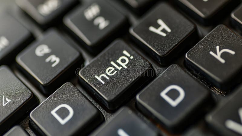 AI-Generated Image: Computer Keyboard with "Help!" Key Stock ...