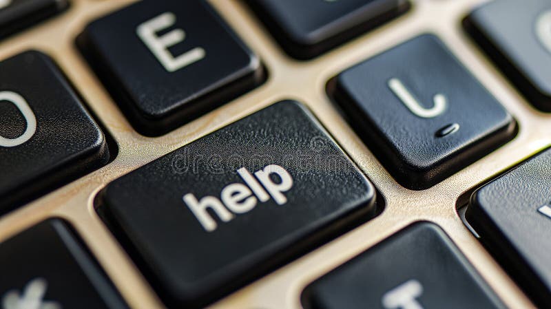 AI-Generated Image: Computer Keyboard with "Help!" Key Stock ...