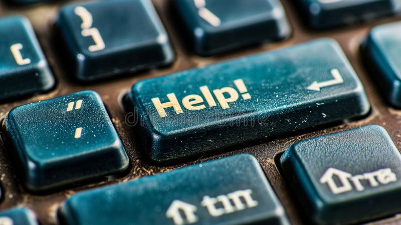 AI-Generated Image: Computer Keyboard with "Help!" Key Stock ...