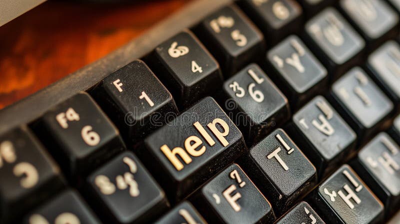 AI-Generated Image: Computer Keyboard with "Help!" Key Stock ...