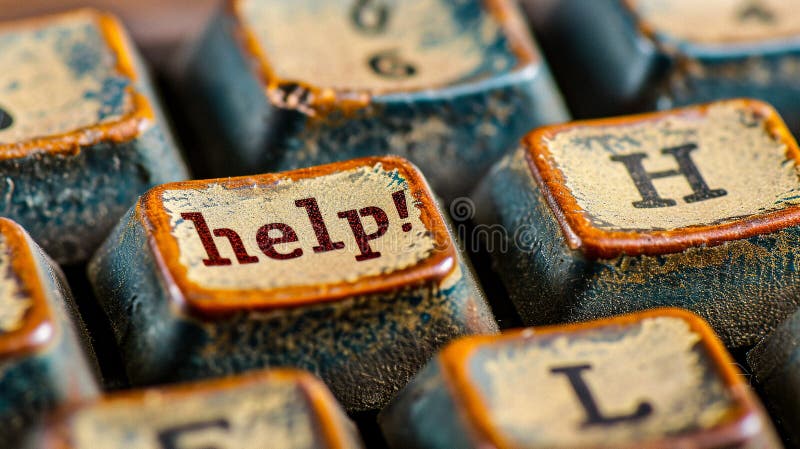 AI-Generated Image: Computer Keyboard with "Help!" Key Stock ...
