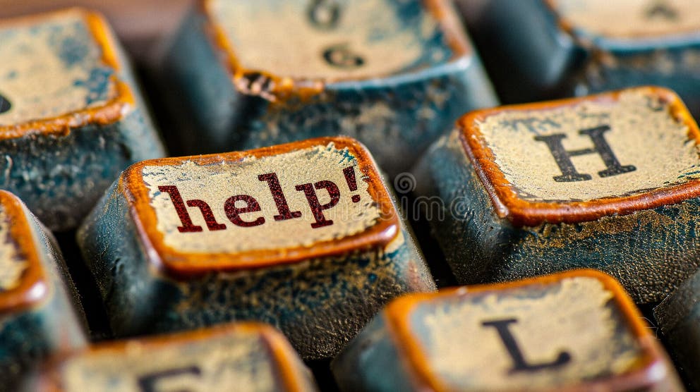 AI-Generated Image: Computer Keyboard with "Help!" Key Stock ...