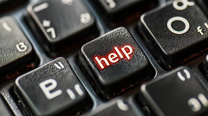 AI-Generated Image: Computer Keyboard with "Help!" Key Stock ...