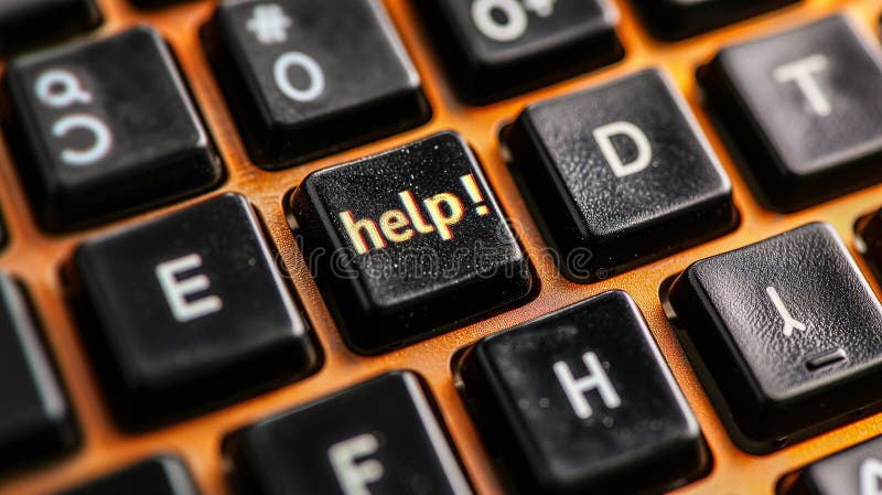AI-Generated Image: Computer Keyboard with "Help!" Key Stock ...